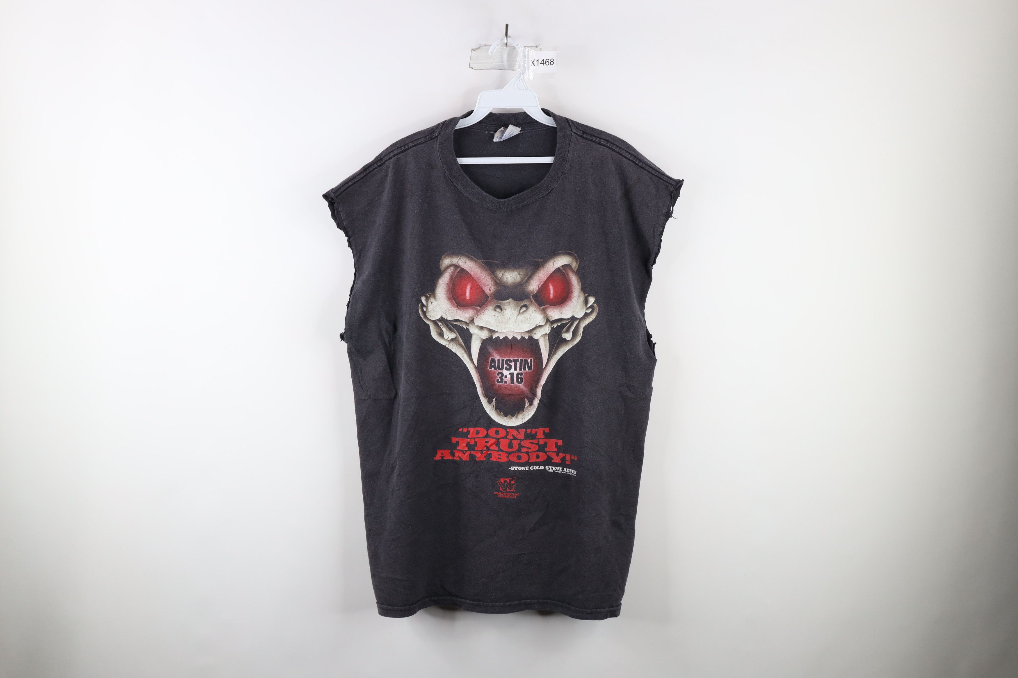 Vintage Vintage 90s WWF Cold Steve Austin Wrestling Cut Off T-Shirt ...
