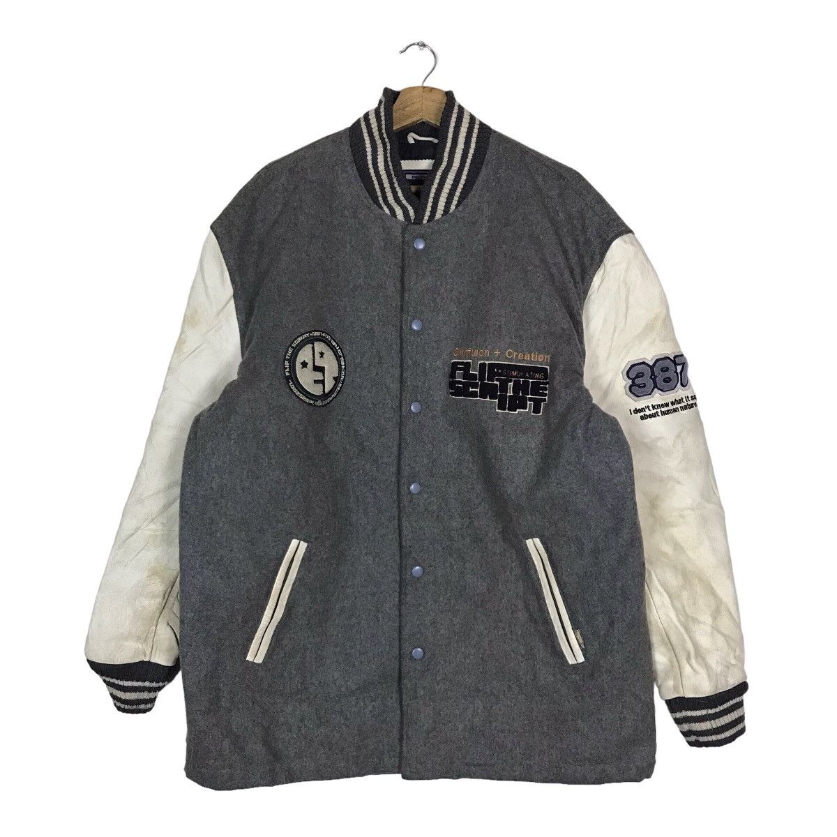 Vintage Vintage Flip The Script Wool Leather Varsity Jacket | Grailed