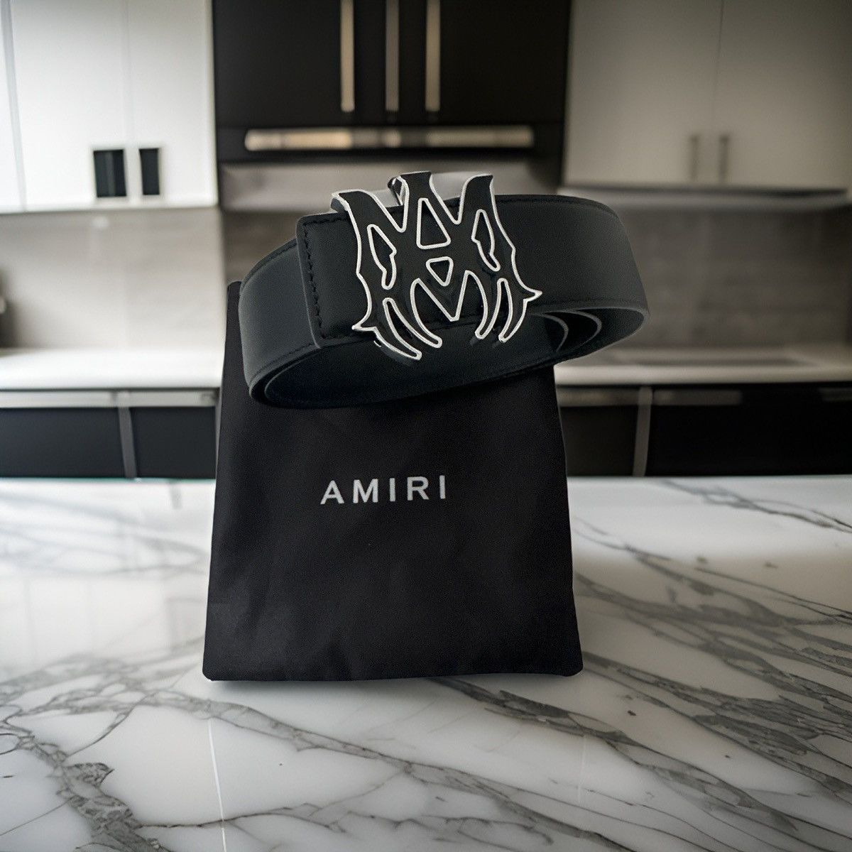 Amiri Black AMIRI Logo Leather Belt | Grailed