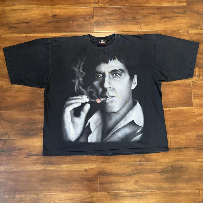 Vintage Scarface Movie Promo Tee Al Pacino Big Face Smoke Smoking | Grailed