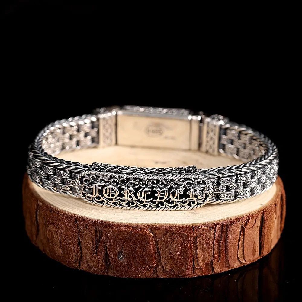 Cuban Link Chain 18 Cm Length Braided Bracelet with Tangcao Pattern ...