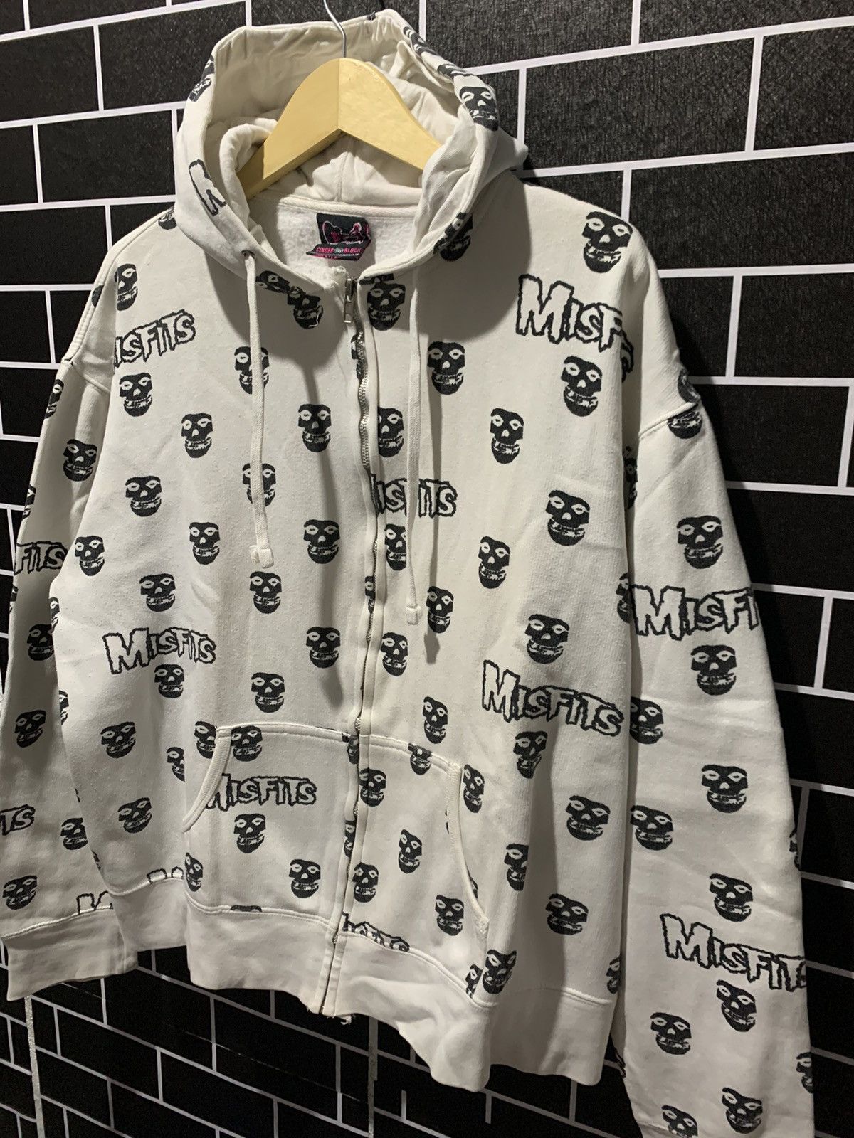 Vintage Vintage Misfits Skeleton over print logo Zip Hoodie | Grailed