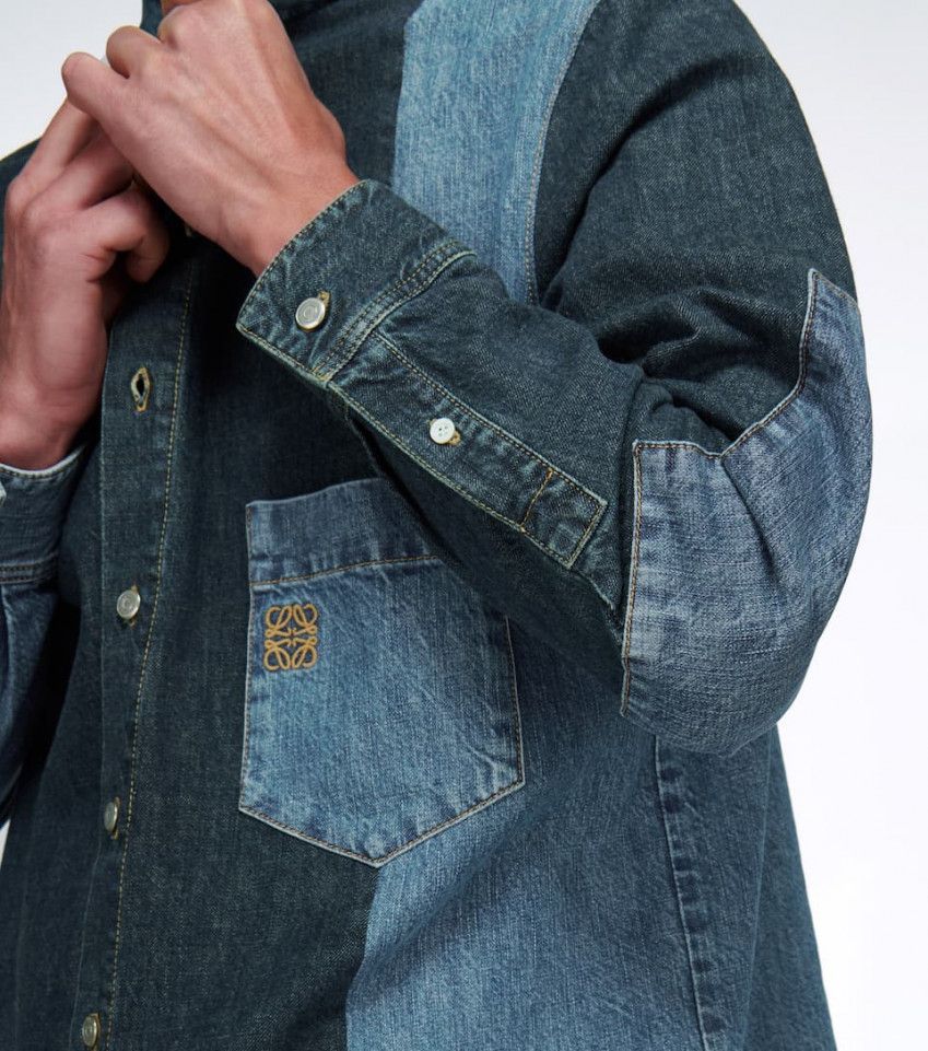 Loewe Blue Patchwork Denim 4L Logo Overshirt | Grailed