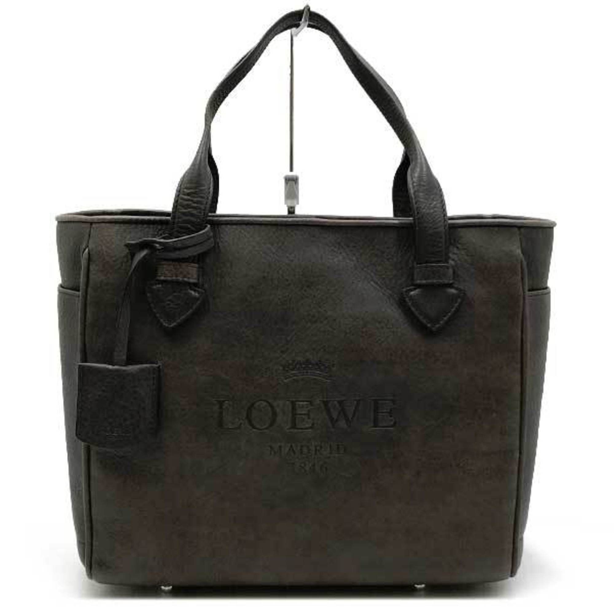 Loewe LOEWE Heritage Tote Bag Handbag Logo Brown Vintage Design Leather ...