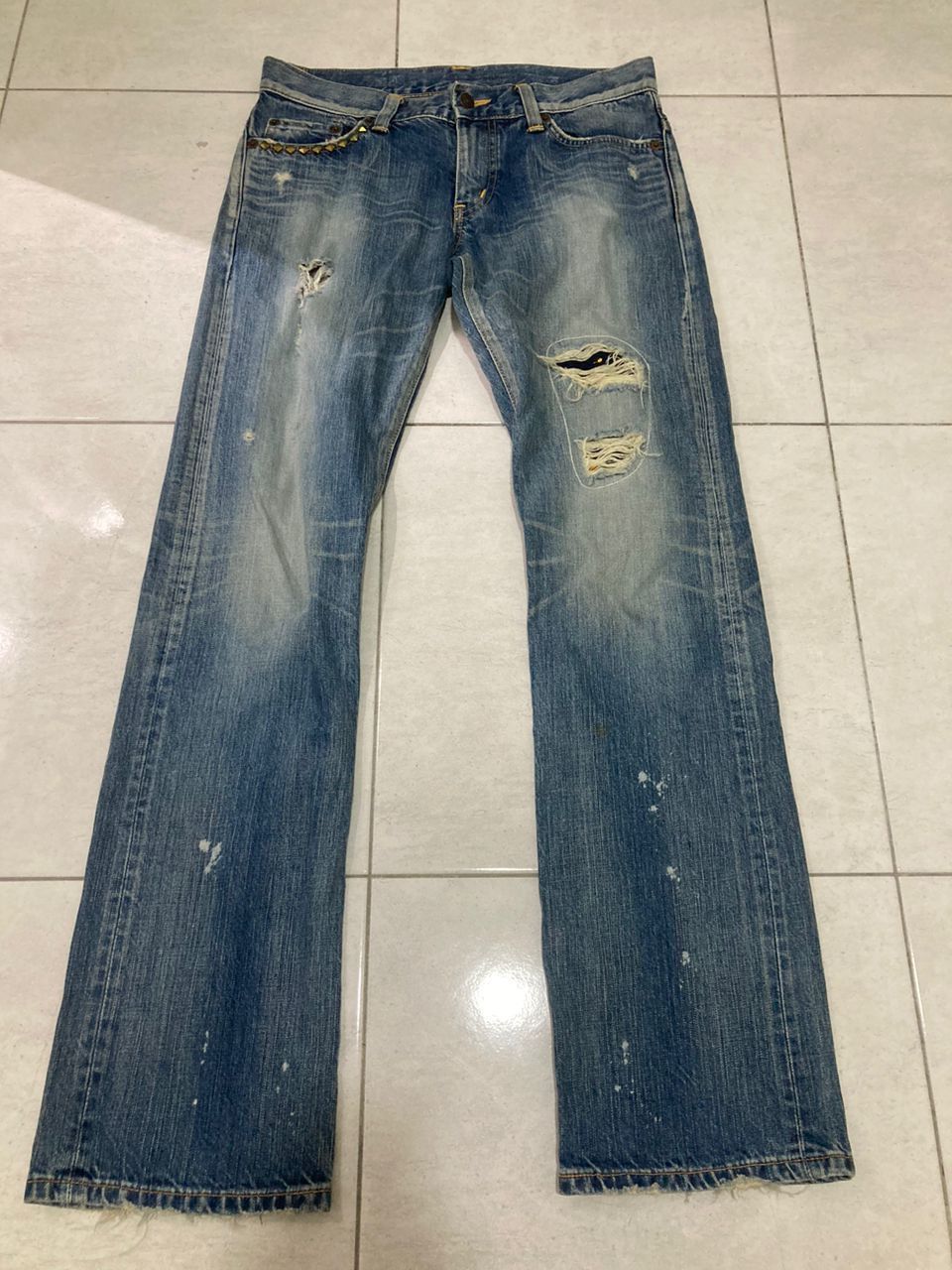 Vintage RARE Edwin Distressed Jeans Skull Style Denim | Grailed