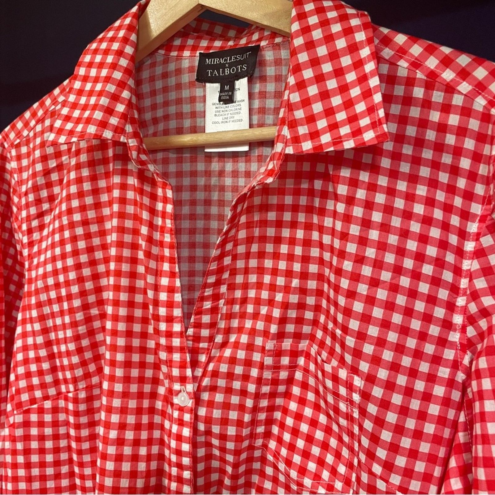 Robert Talbott NEW Miraclesuit/Talbots Red Check Cotton Swim Beach ...