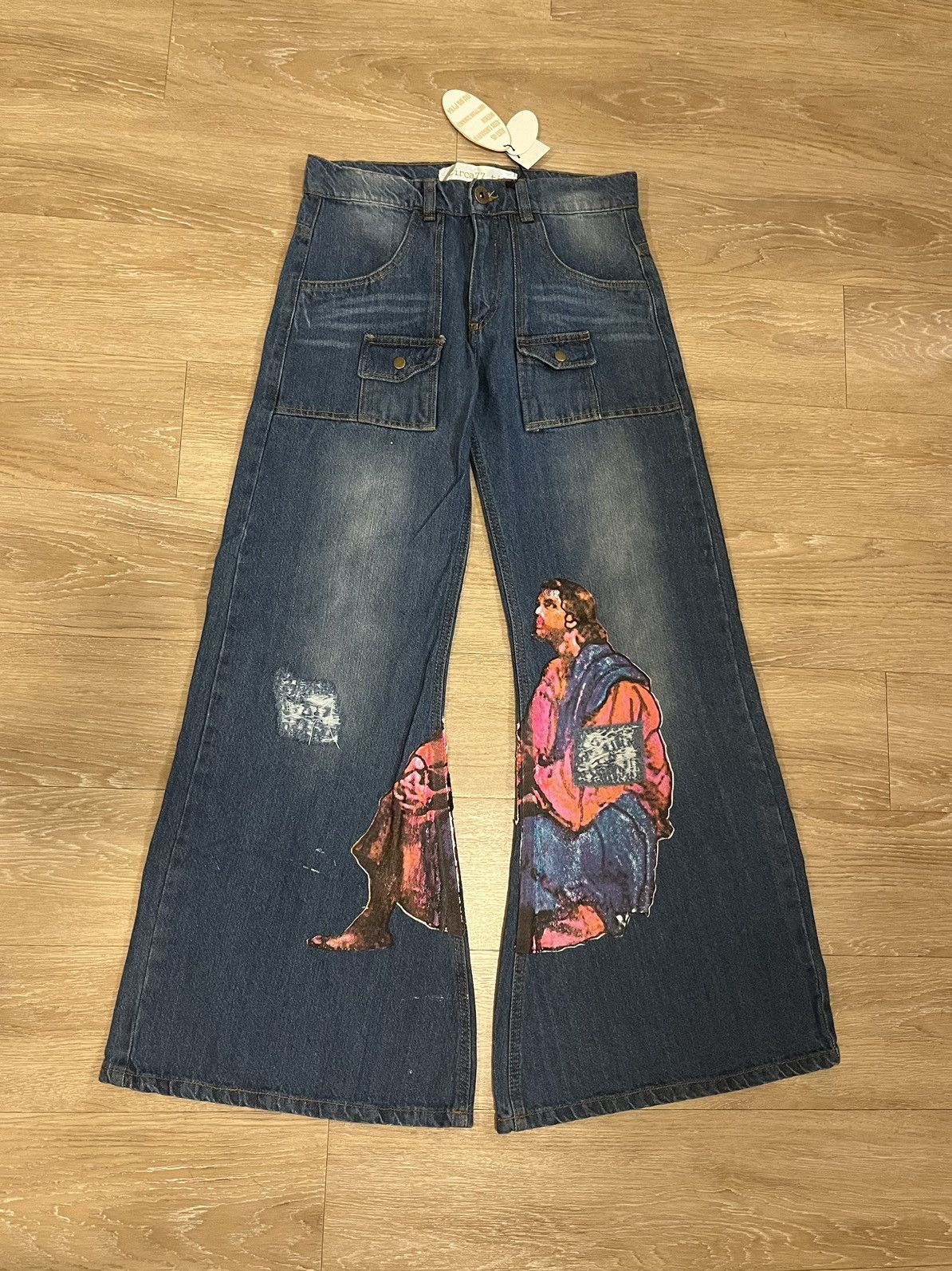 Custom dasyori holy spirit v2 flared jeans | Grailed