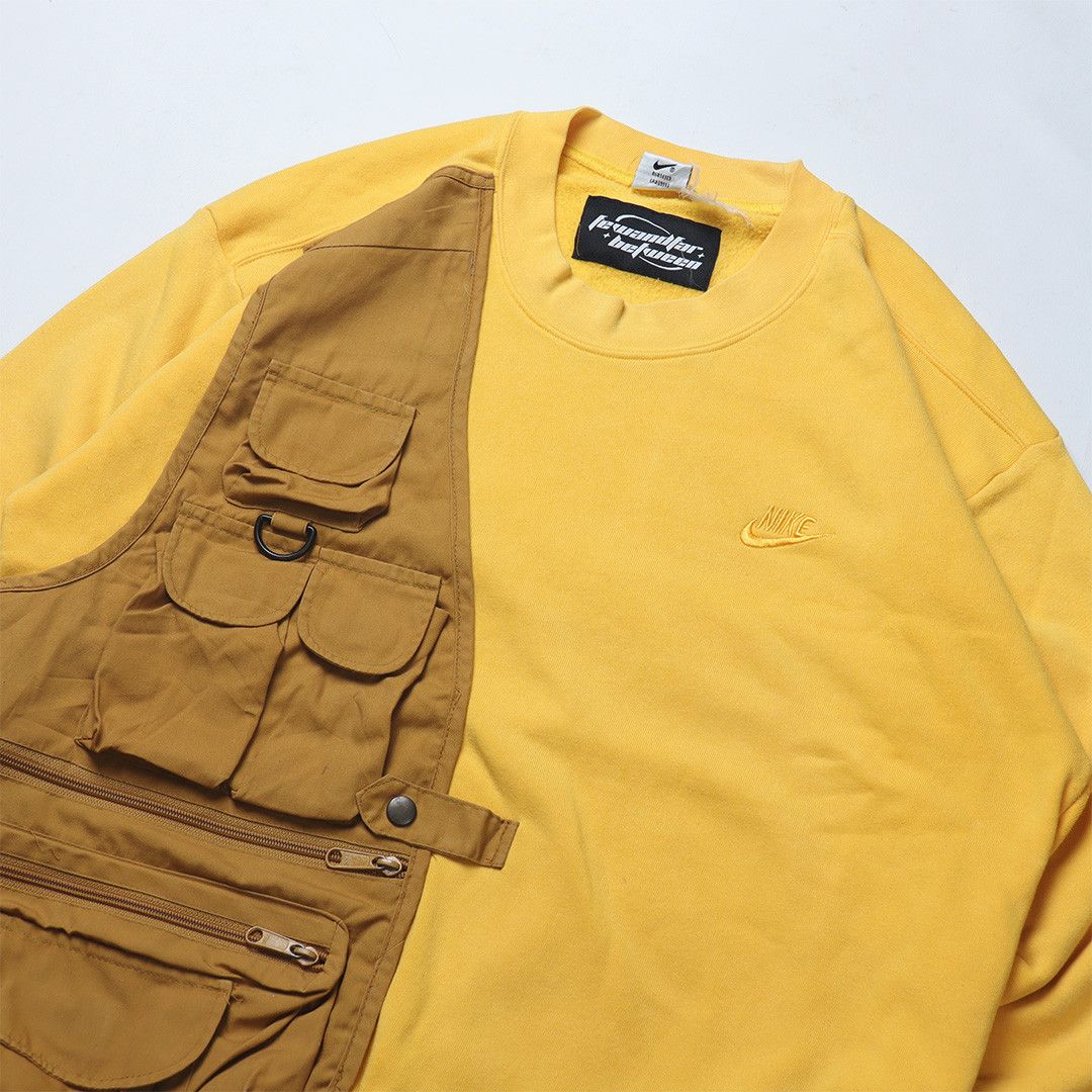 Custom × Nike Nike Tonal Swoosh Tactical Crewneck Yellow/Mustard | Grailed