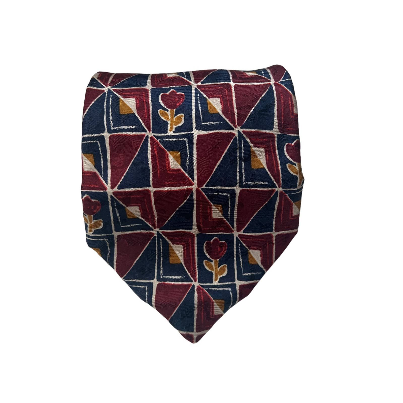 Ermenegildo Zegna Ermenegildo Zegna Blue Red Geometric Floral Tulip ...