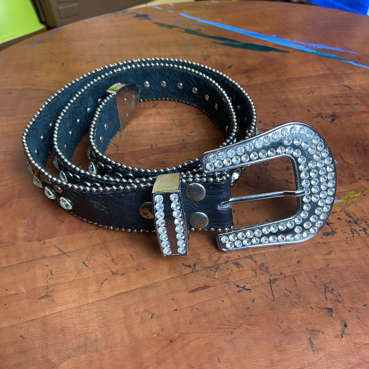 Designer × Vintage Vintage Y2K Studded B.B. Simon Style Belt | Grailed