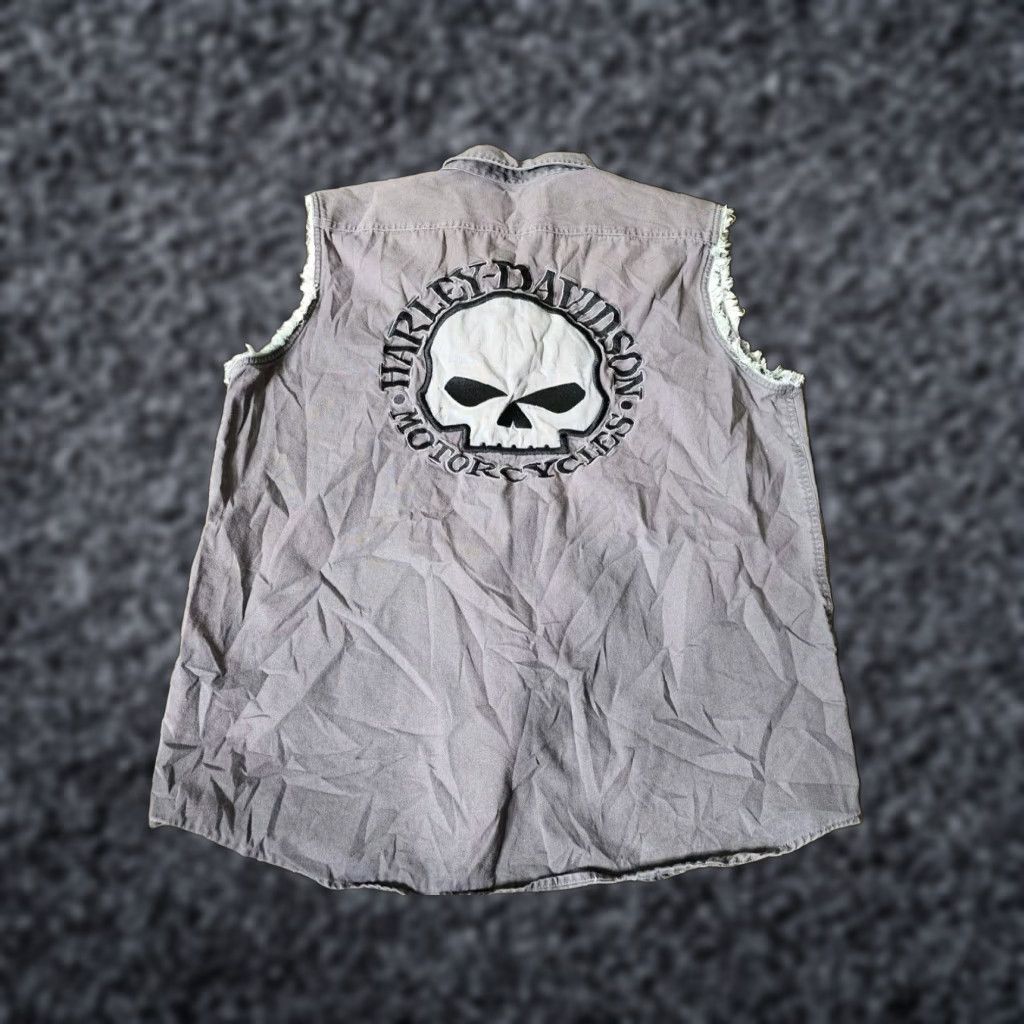 Harley Davidson Harley Davidson Mens XL Cut Off Vest Embroidered Biker ...