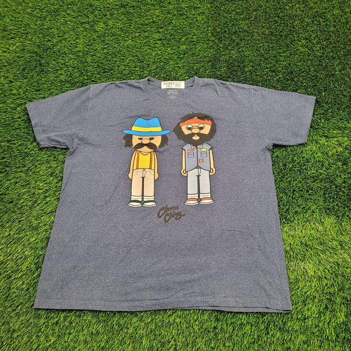 Vintage Cheech & Chong Comedy Duo Cartoon Shirt XL-Short 24x27 Blue Big ...