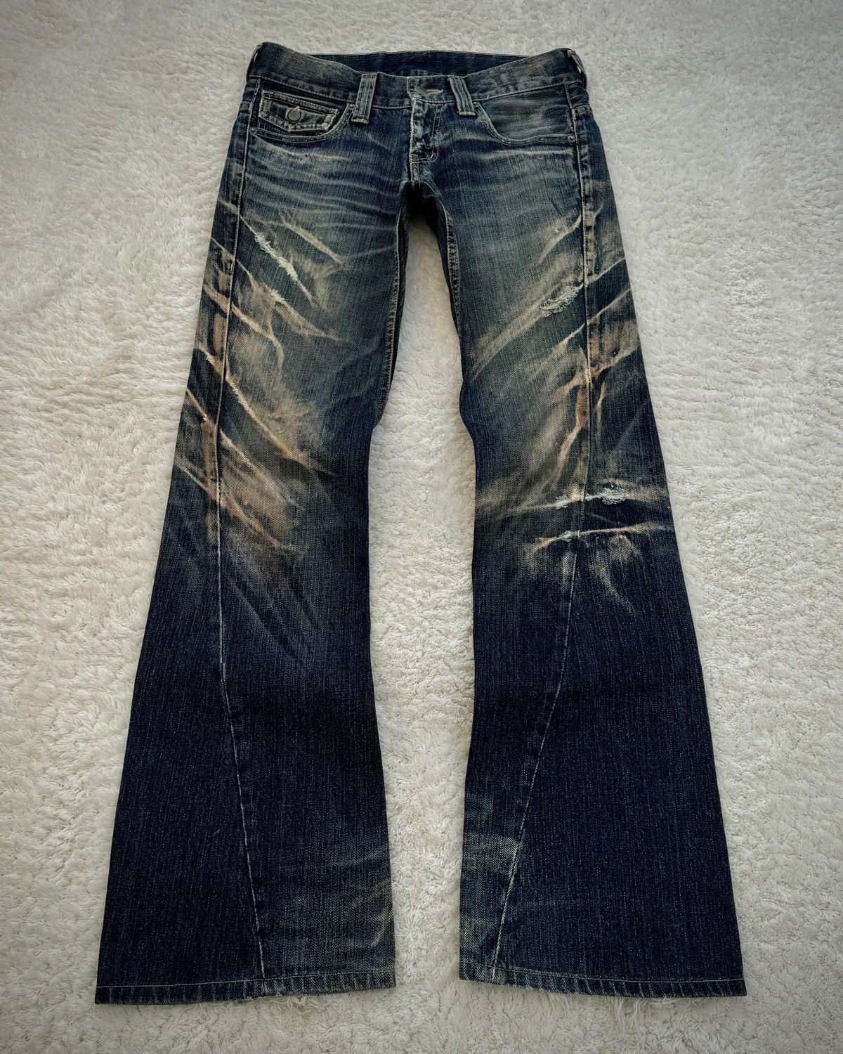 Tornado Mart Tornado Mart Mud Claw Marks Washed Spiral Bootcut Jeans ...