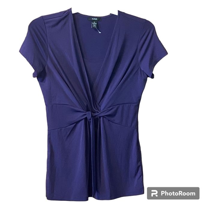 Alfani Alfani Blouse Women Medium Style WPL 8046 Purple Front Knot ...