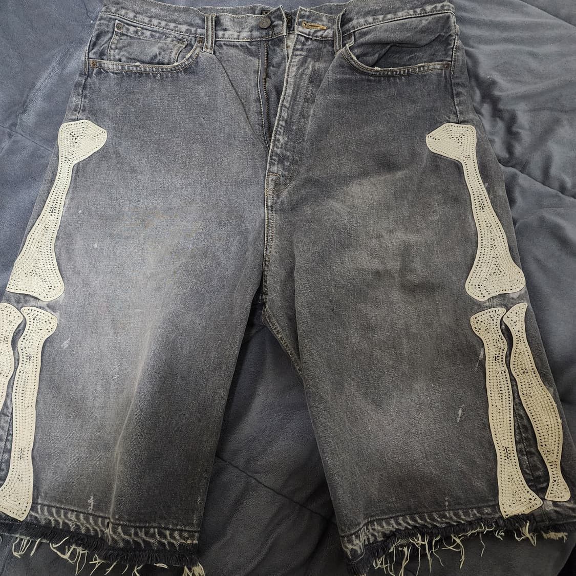 Kapital Kapital Bone Skeleton denim shorts | Grailed