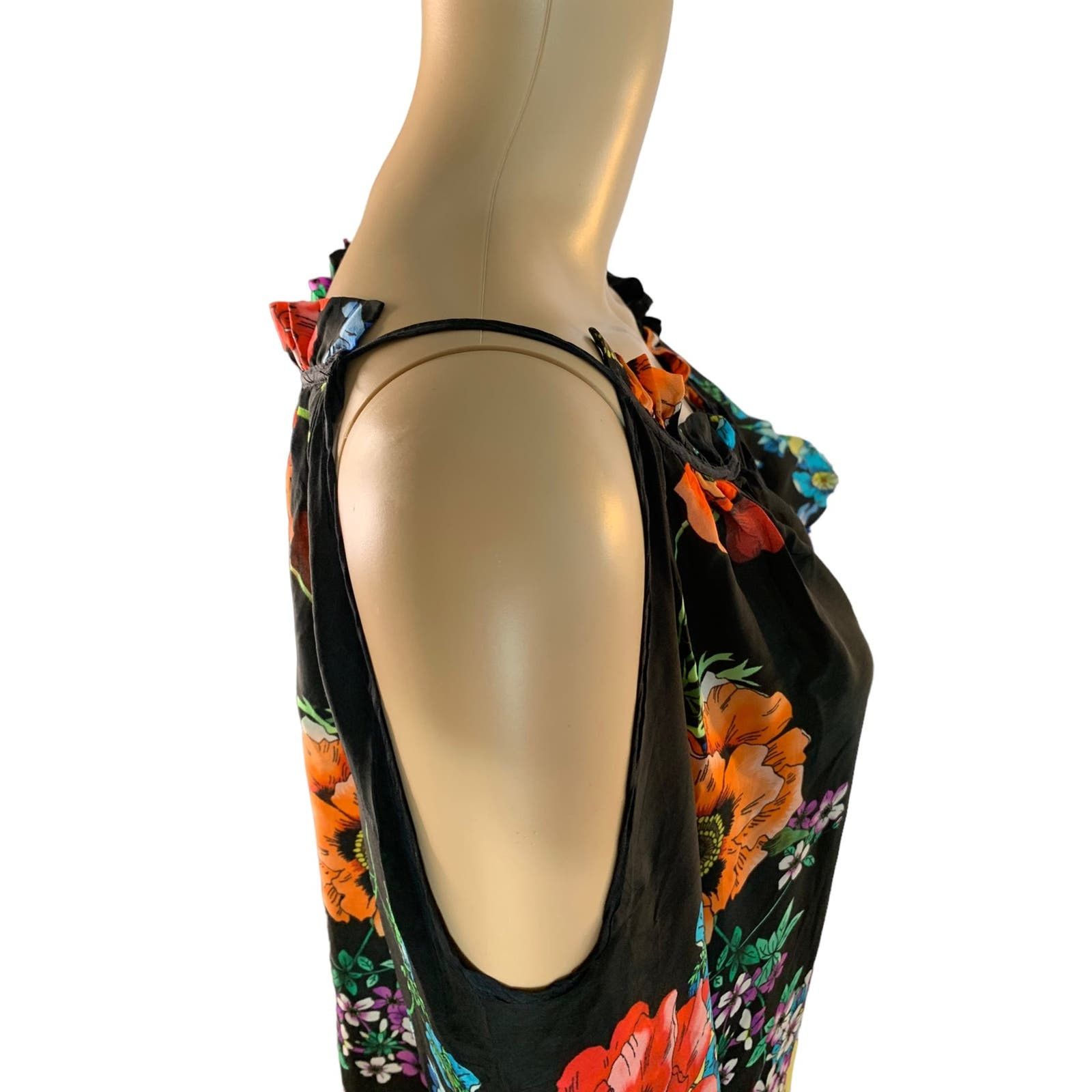 Johnny Was Johnny Was Size 14 Floral Black Cold Shoulder Top Sheer Boho ...