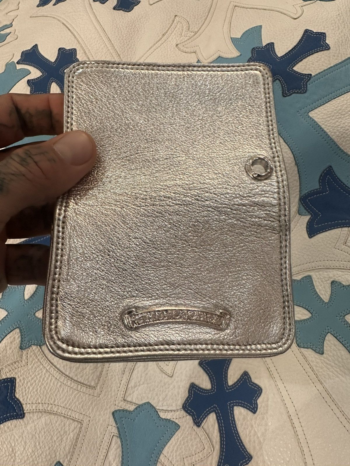 Chrome Hearts CHROME HEARTS NEW SILVER LEATHER WALLET CARD HOLDER | Grailed