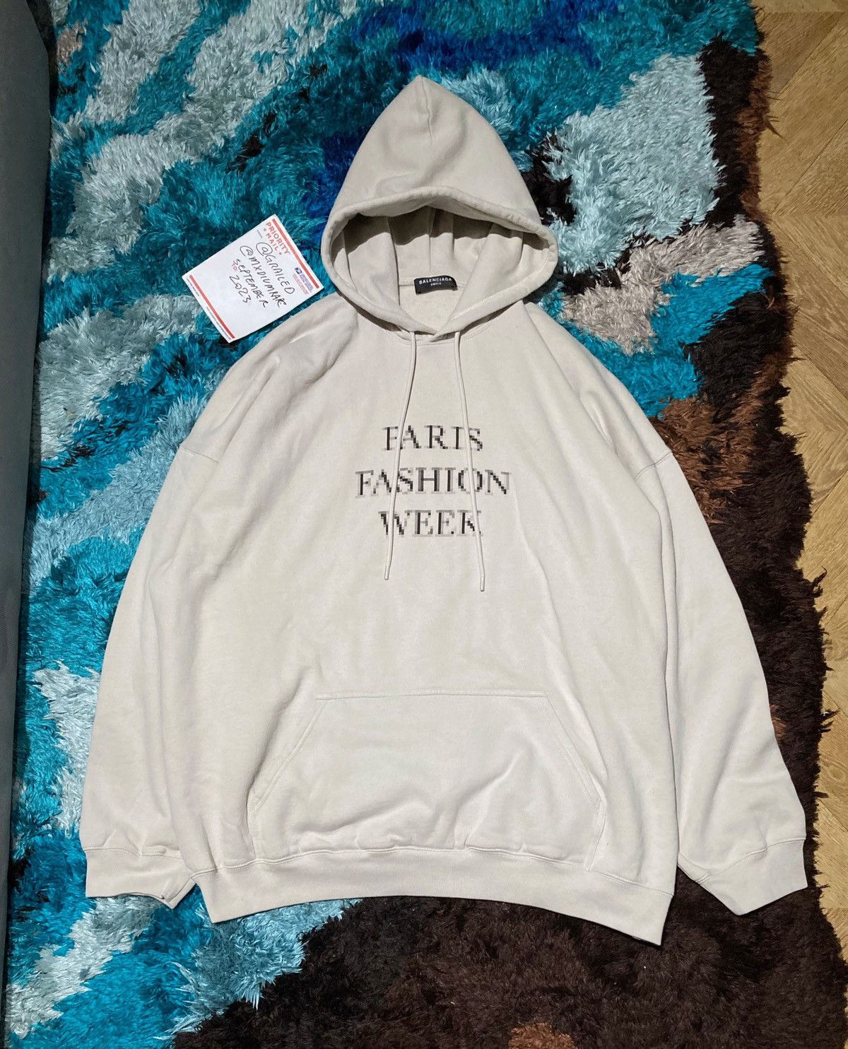 Balenciaga S/S 2020 NWT $680 PARIS FASHION WEEK HOODIE PIXELATED FONTS ...