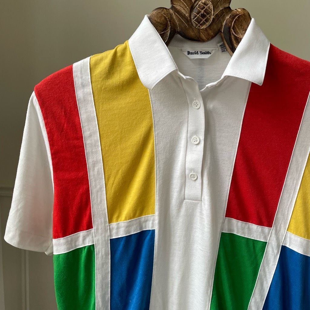 Vintage Vintage 80s David Smith Rainbow Primary Color Colorblock Pol ...