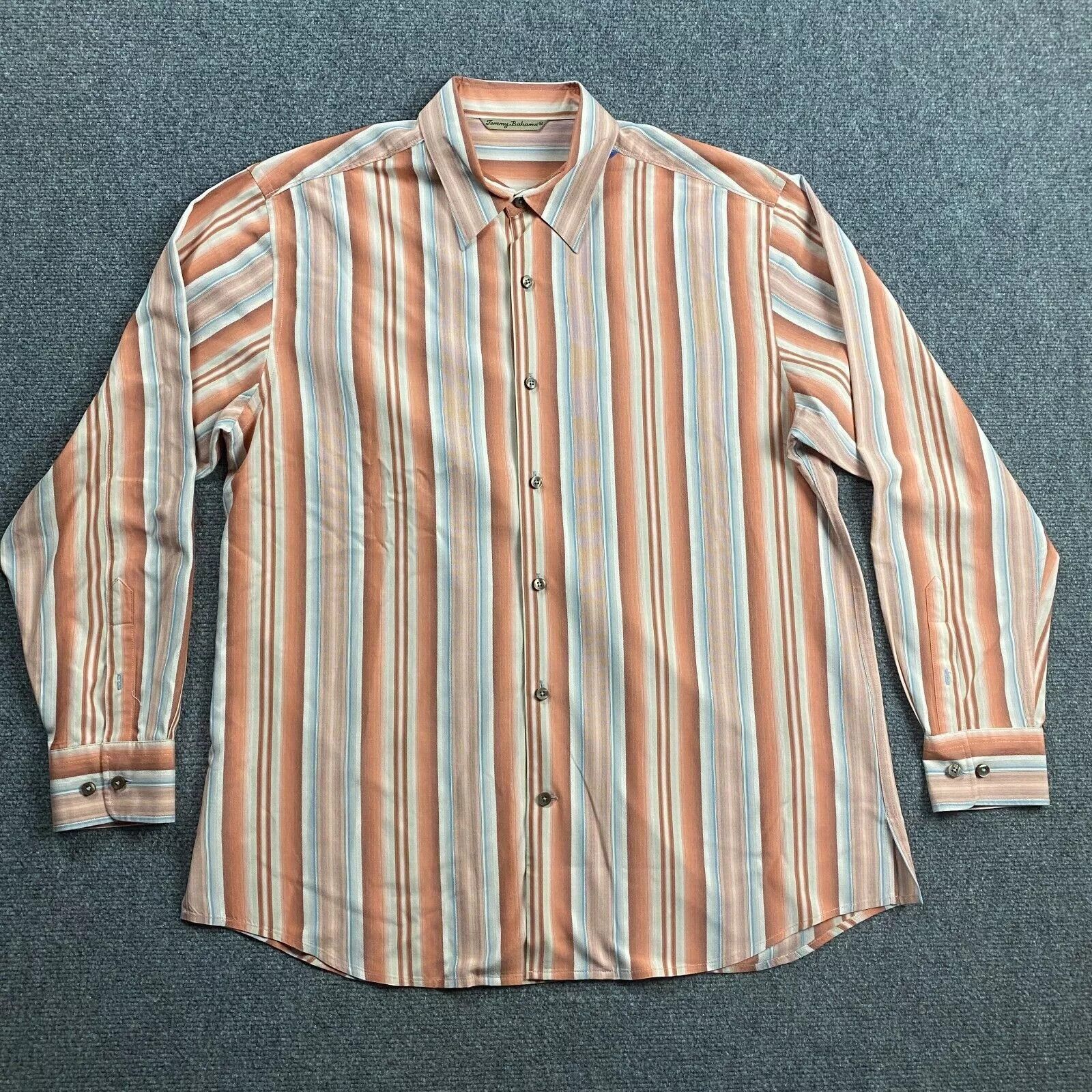 Tommy Bahama Tommy Bahama Silk Shirt Men's Large Striped Multicolor L ...