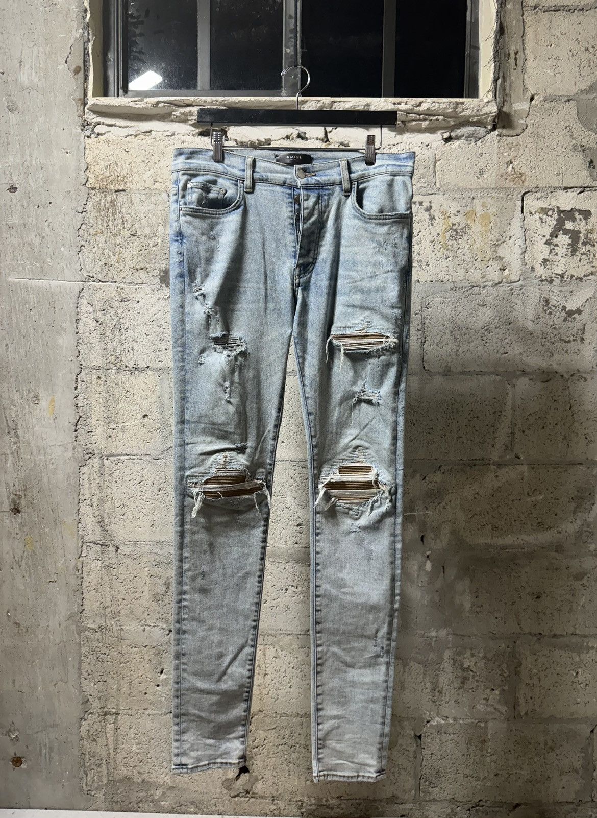 Amiri Amiri Mx1 Light Wash Beige Patch Jeans Grailed