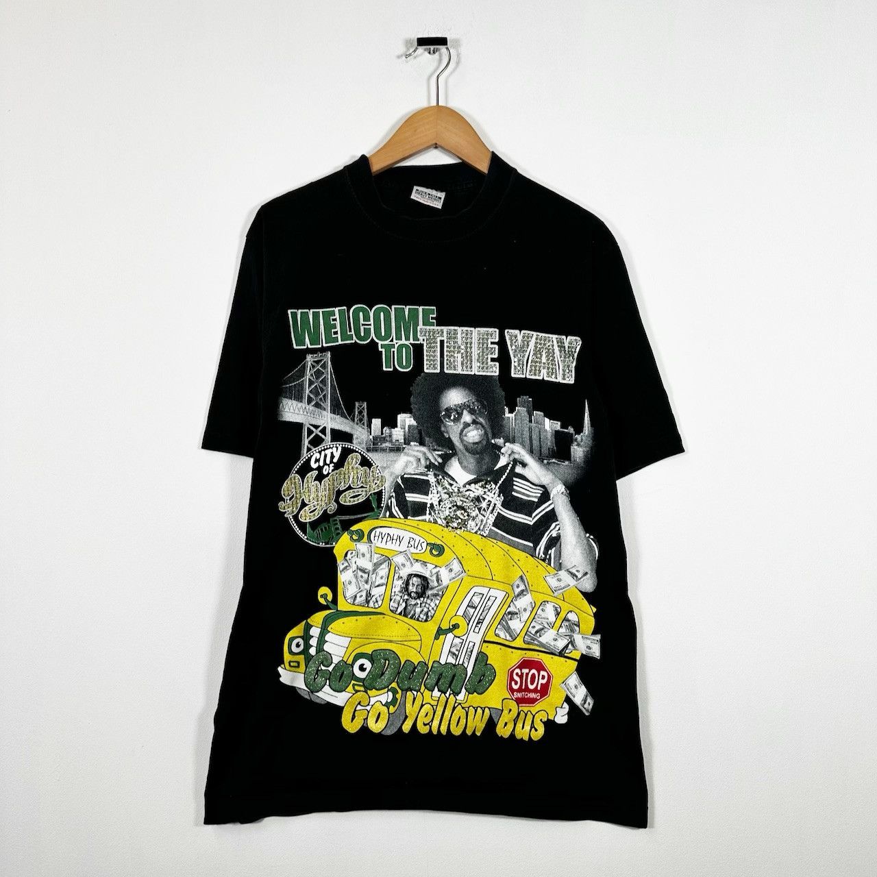 Streetwear Vintage 90s Rap Hyphy Bus Go Dumb Go Yellow Bus Graphic ...