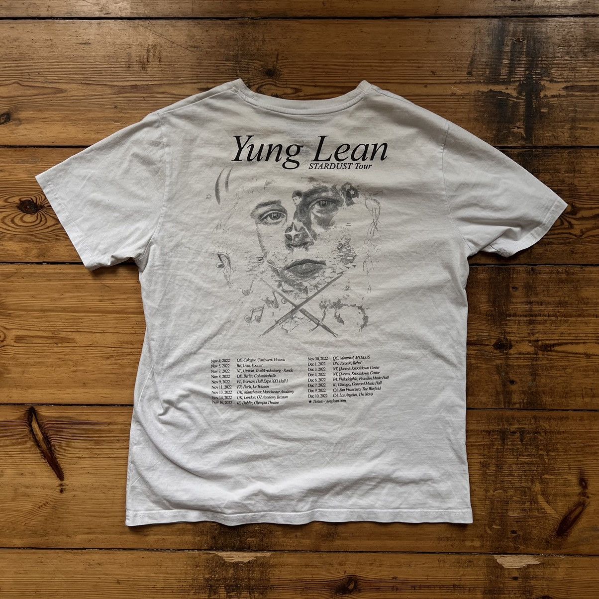 Yung Lean Yung Lean Stardust Tour T-shirt White in XL | Grailed