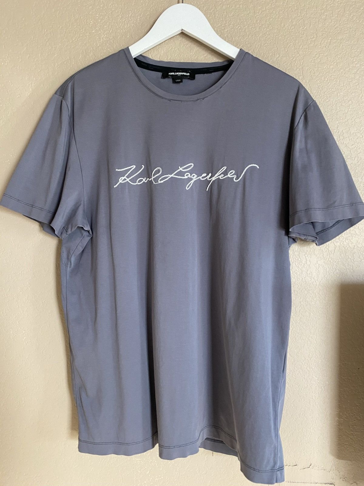 Karl Lagerfeld Cursive Logo Tee Shirt | Grailed