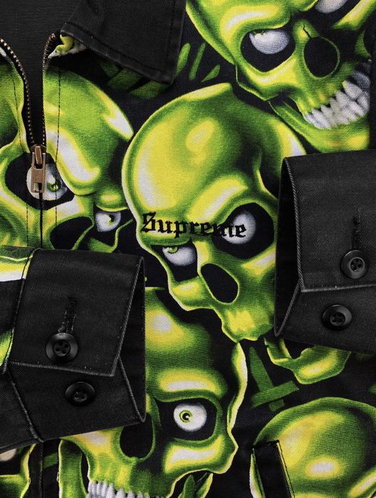 Supreme SS18 Supreme 'Skull Pile' Full Print Denim Trucker Jacket | Grailed