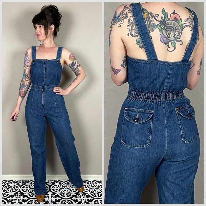 Vintage 1970s Lee Front Zip Denim Dungarees | Jumpsuit | Overalls | Grailed