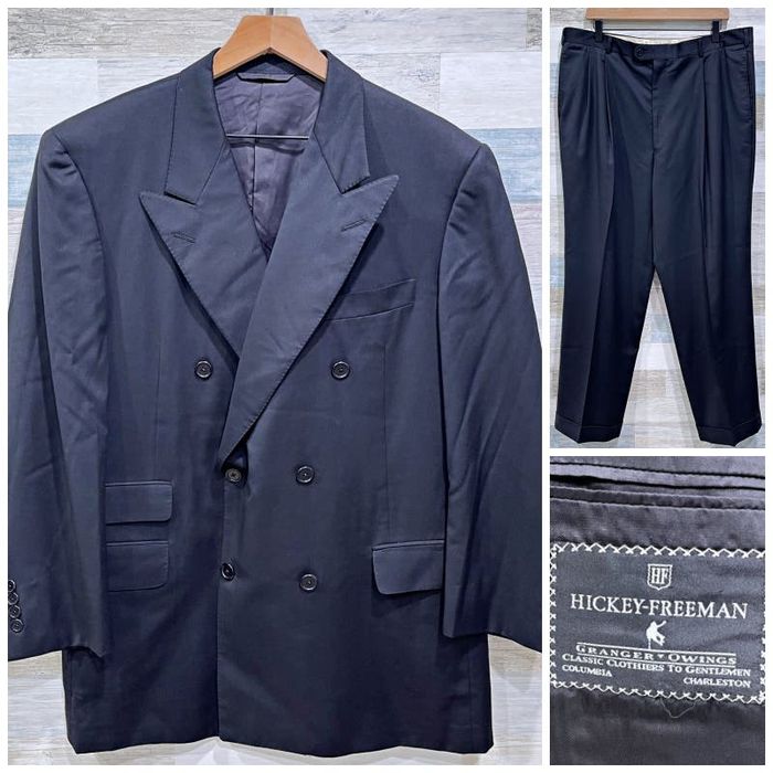 Hickey Freeman Hickey Freeman Bespoke Double Breasted Suit 44R 38x30.5 ...