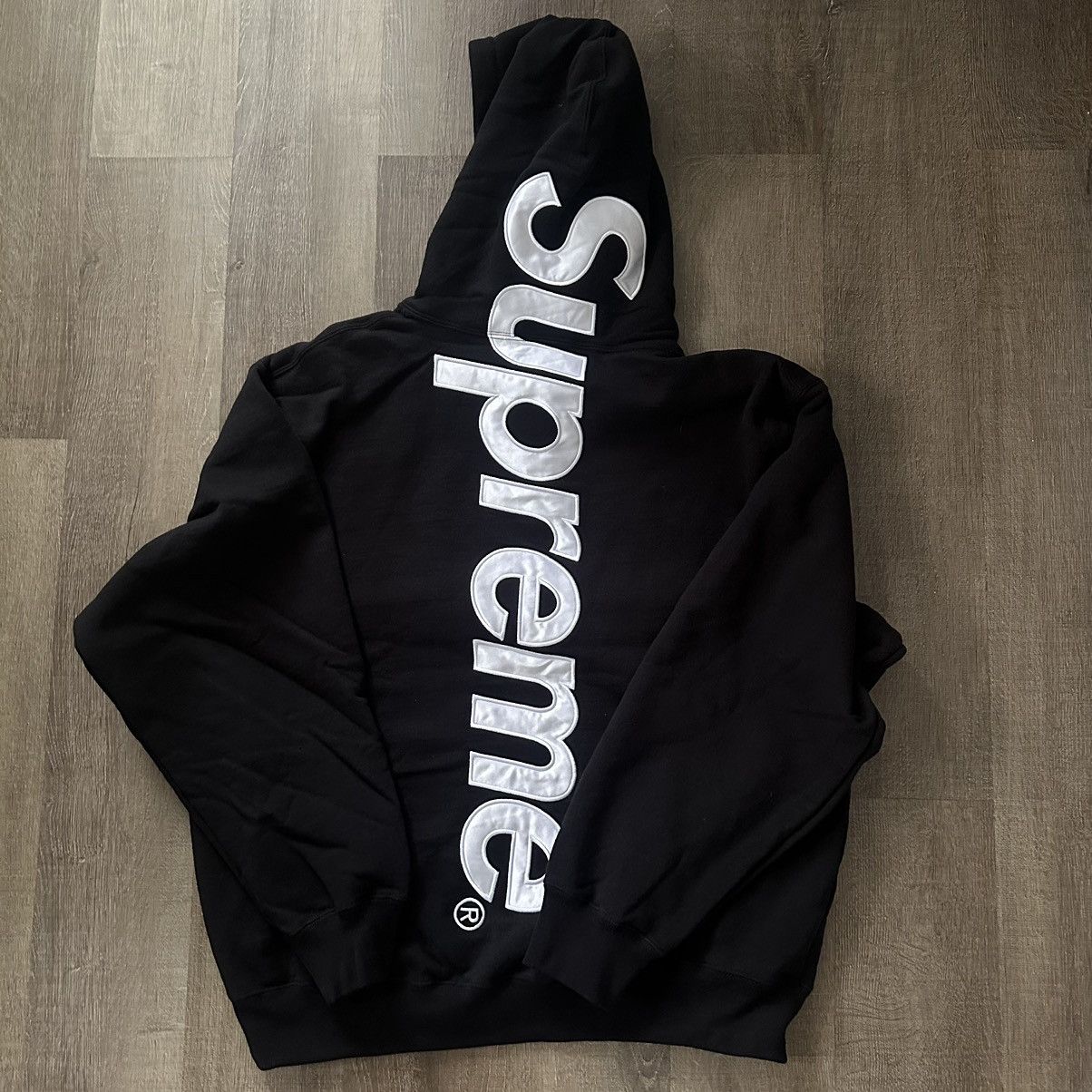 Streetwear × Supreme × Vintage Supreme Satin Appliqué Hoodie FW24 | Grailed
