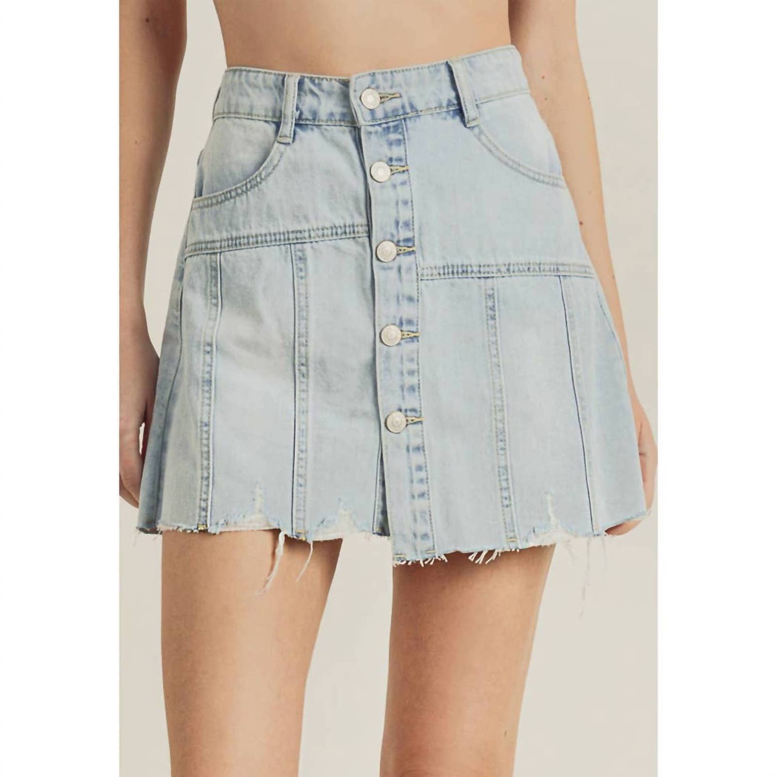 Designer RISEN Jeanie Denim Mini Skirt In Light Wash | Grailed