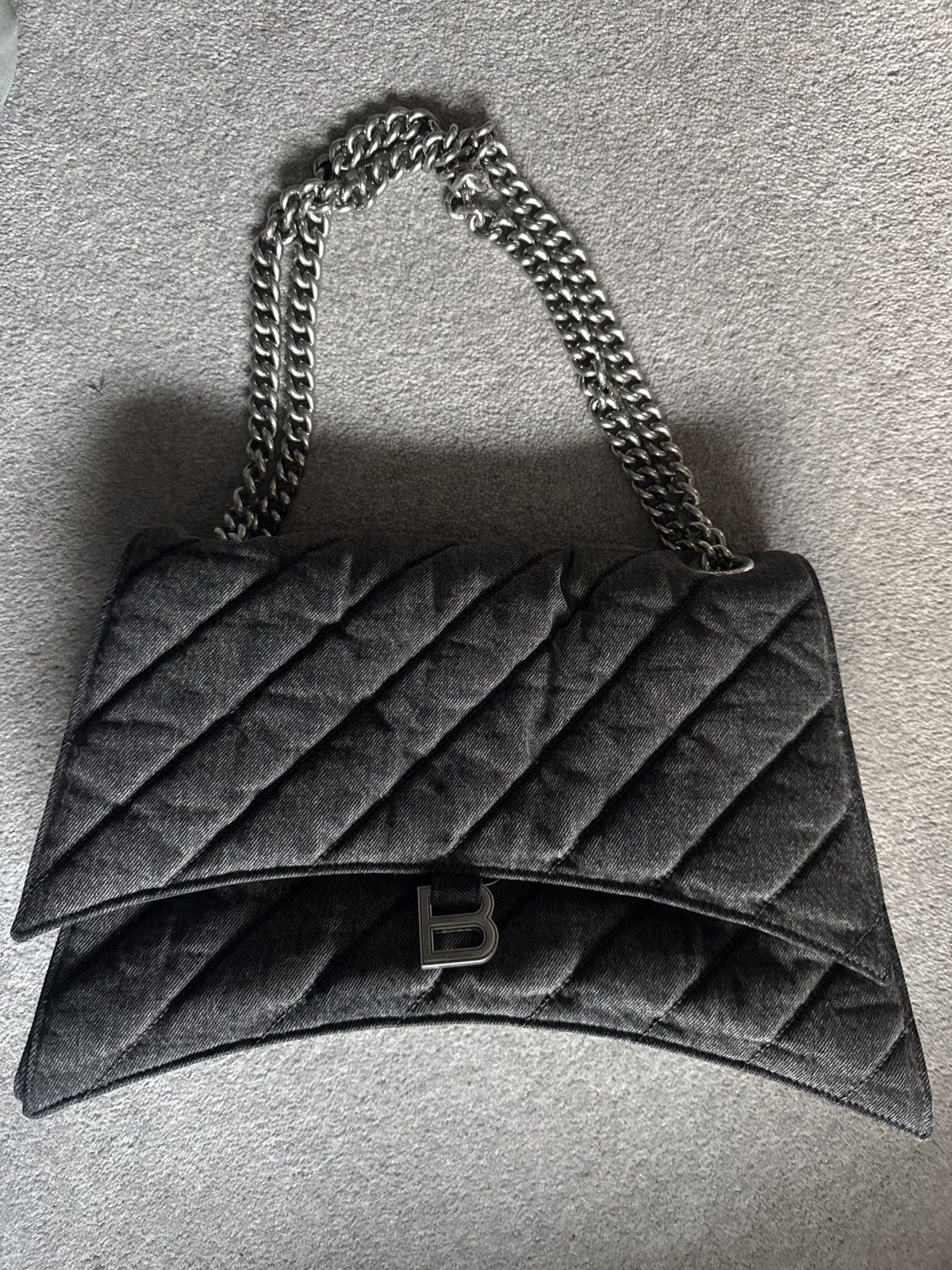 Balenciaga Crush Chain Denim Shoulder Bag | Grailed
