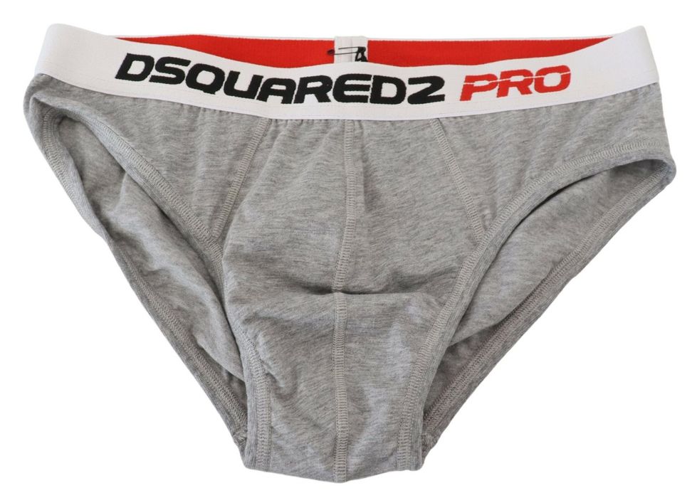 Dsquared2 Dsquared² Gray Logo Cotton Stretch Men Brief PRO Underwear ...
