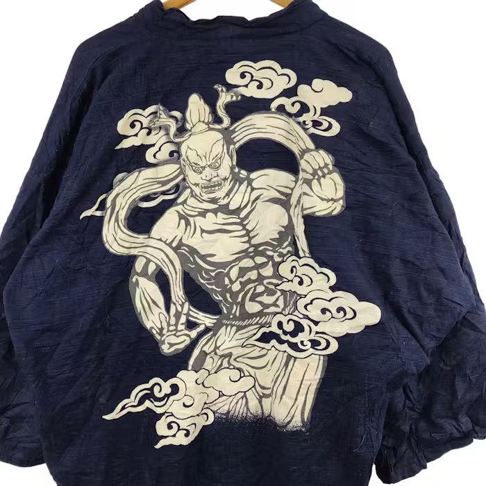 Japanese Brand Vtg 90’ JAPAN FUJIN RAIJIN Thunder God Indigo Kimono ...