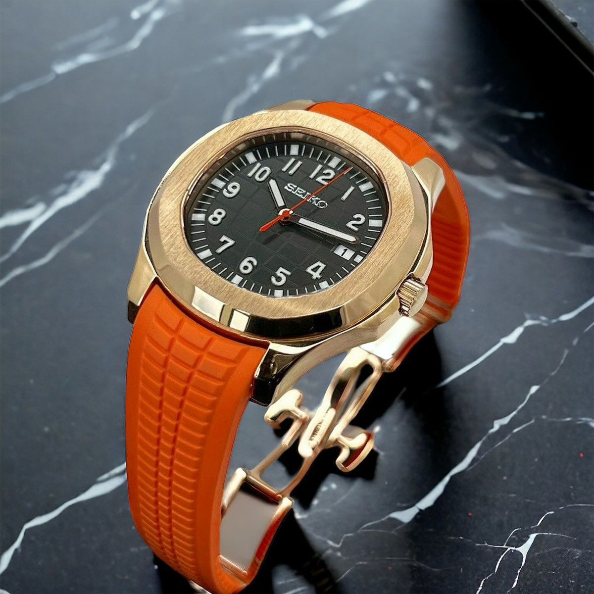 Seiko Seiko Mod Aquanaut Orange Rosegold 41mm Automatic Watch | Grailed