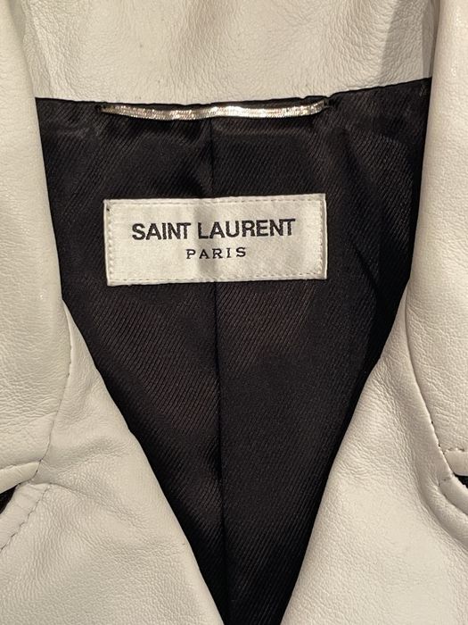 Saint Laurent Paris Hedi Slimane Black White Leather Jacket | Grailed