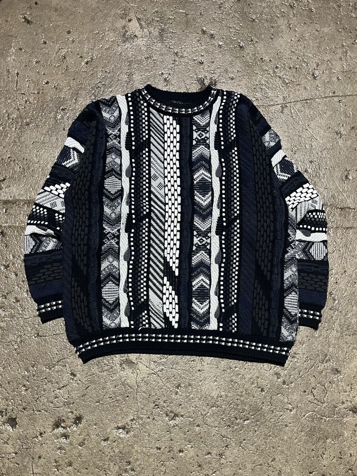 Vintage Crazy Vintage Coogi Style 3D Knit Pattern Sweater Art Biggie ...