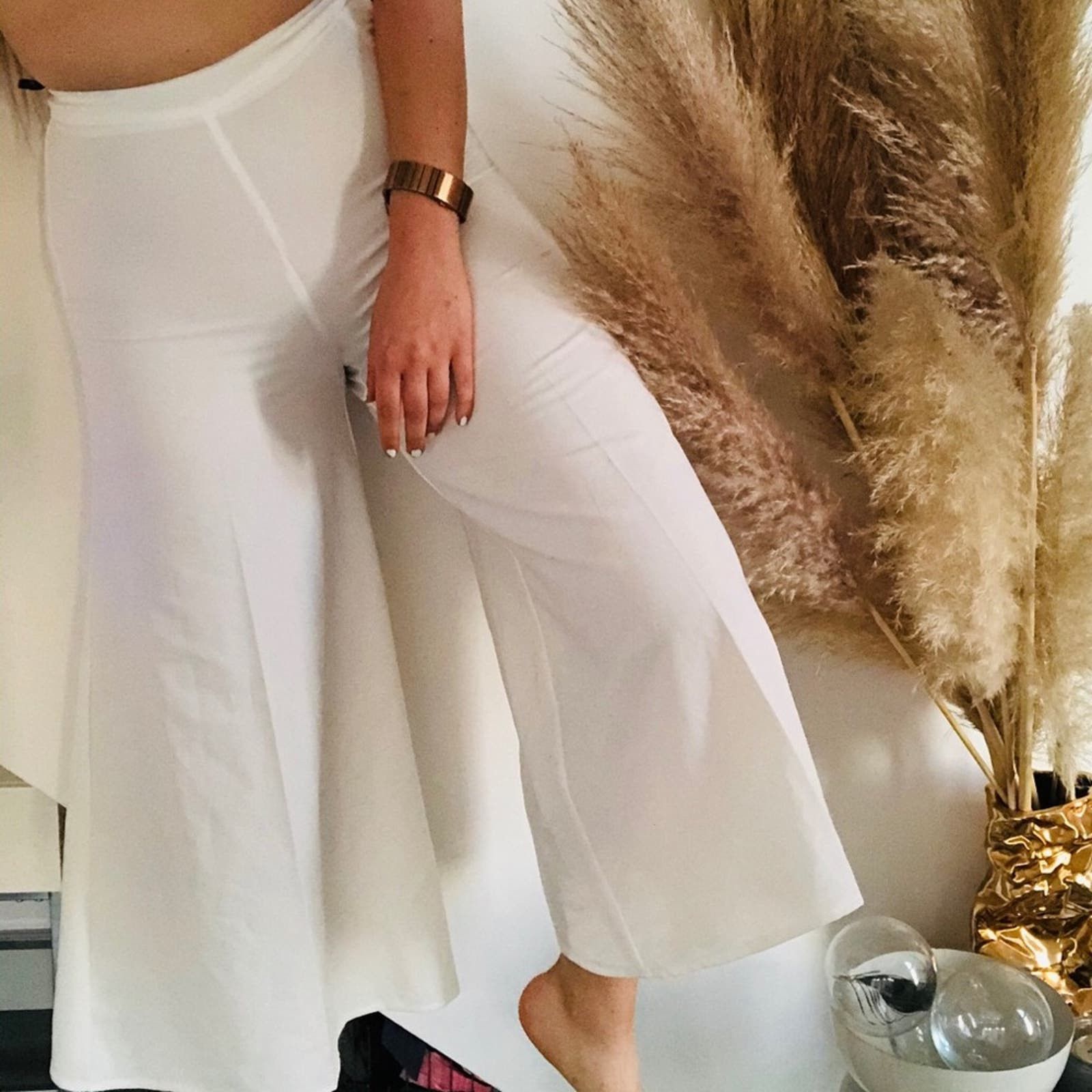 Dolls Kill NEW MISSGUIDED White Crepe Wide Leg High Rise Flare Pants ...