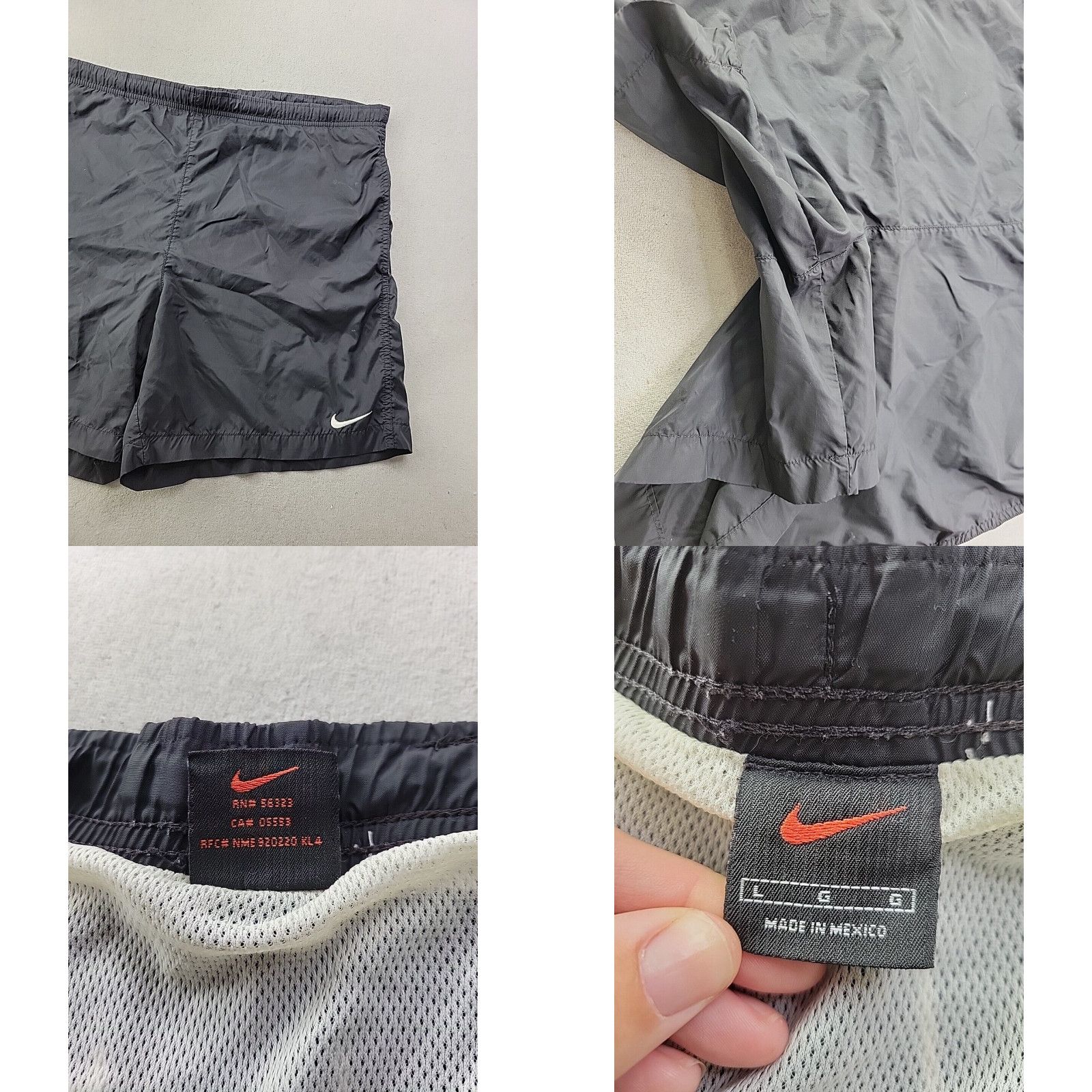 Nike Vintage Nike Men L Black Spell Out Nylon Soccer Shorts Mesh Lined ...
