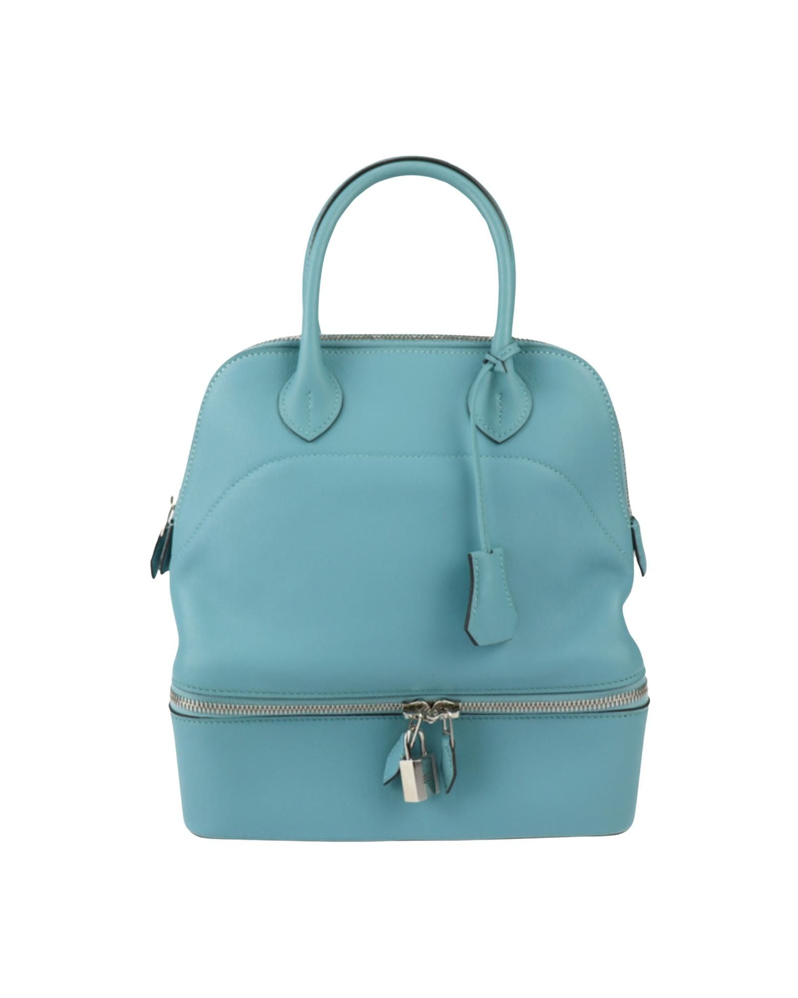 Hermes Luxurious Blue Leather Handbag with Clochette and Key | Grailed