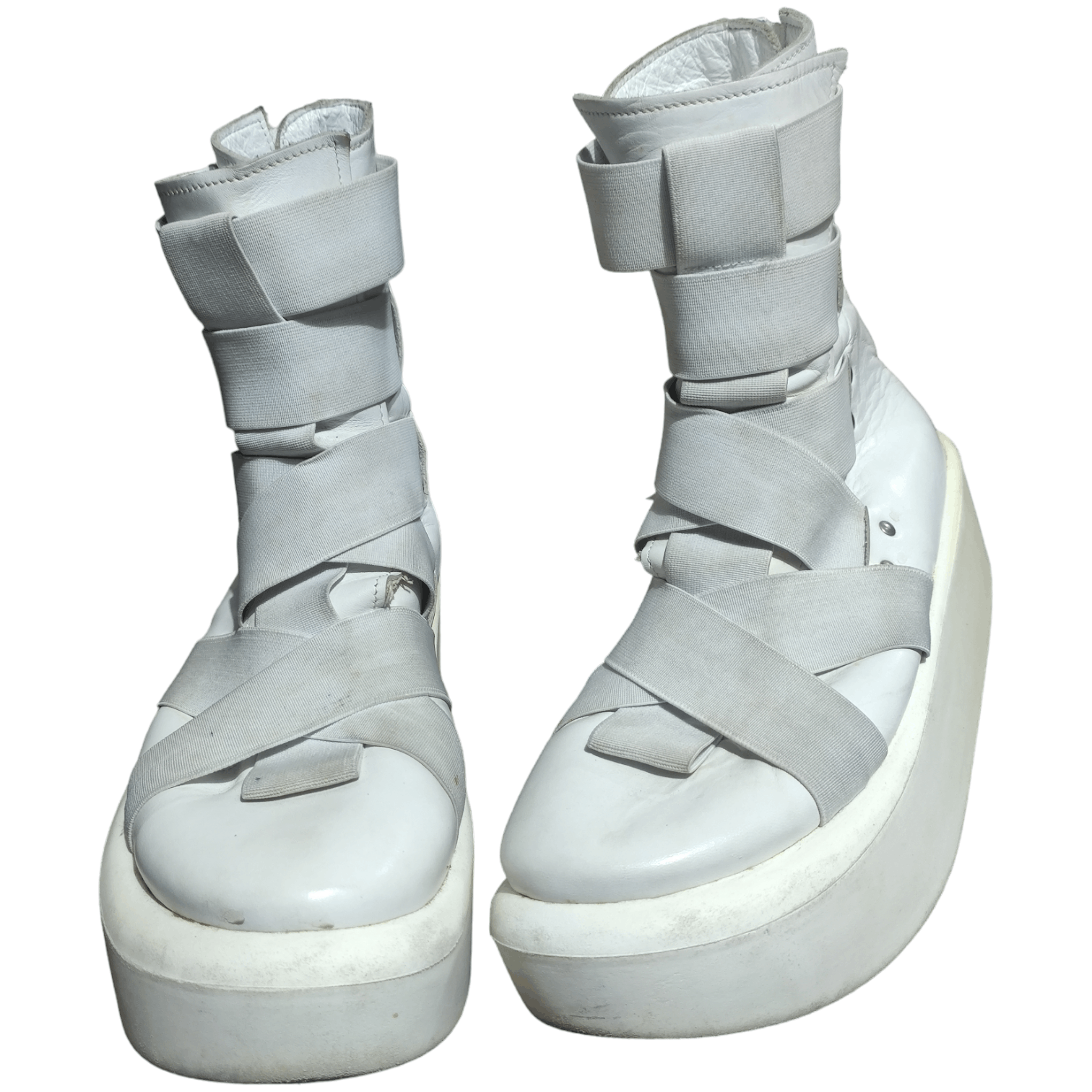 Japanese Brand Tokyo Bopper Belly Button Belted Platform Boots White ...