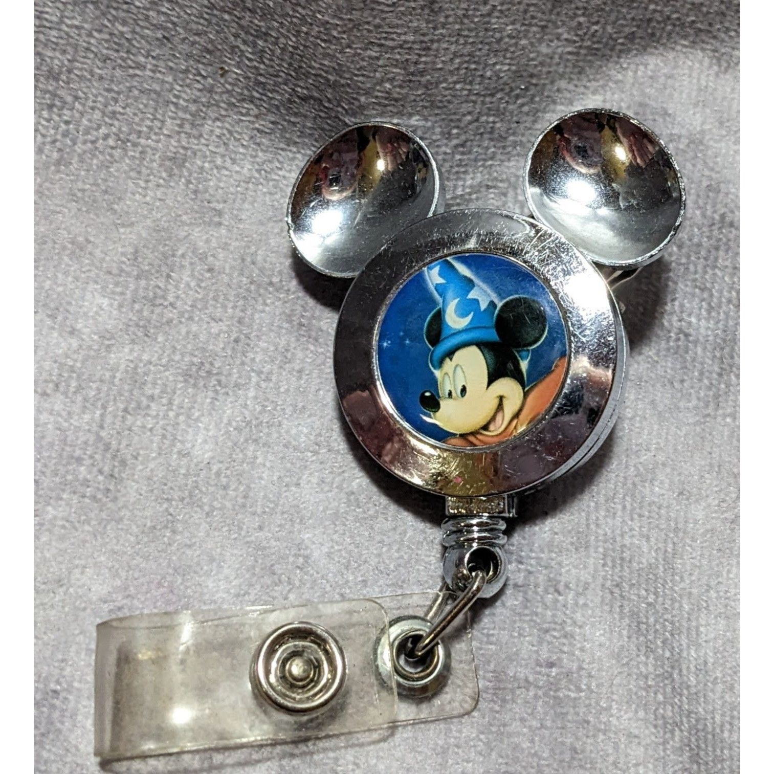 Disney Sorcerer Mickey Badge Clip With Pull Cord | Grailed