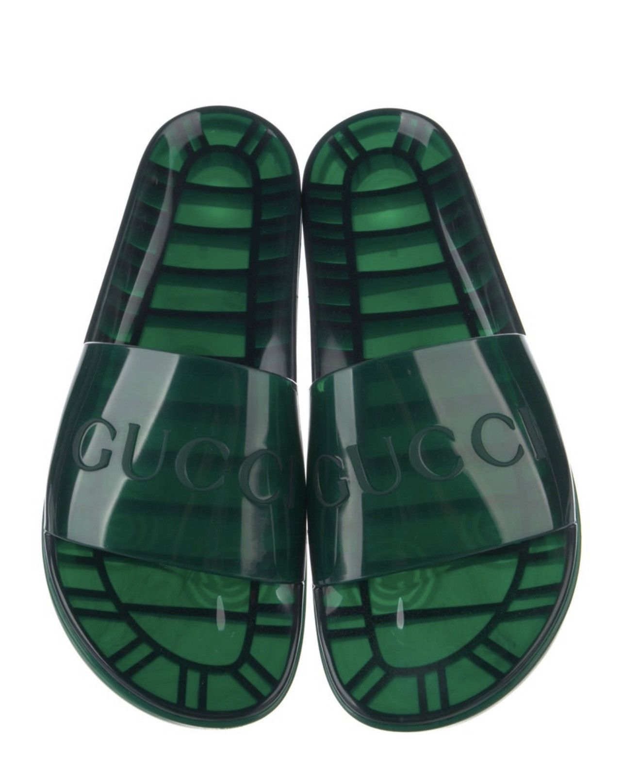 Gucci Logo Rubber Slides in Bottle Green | Grailed