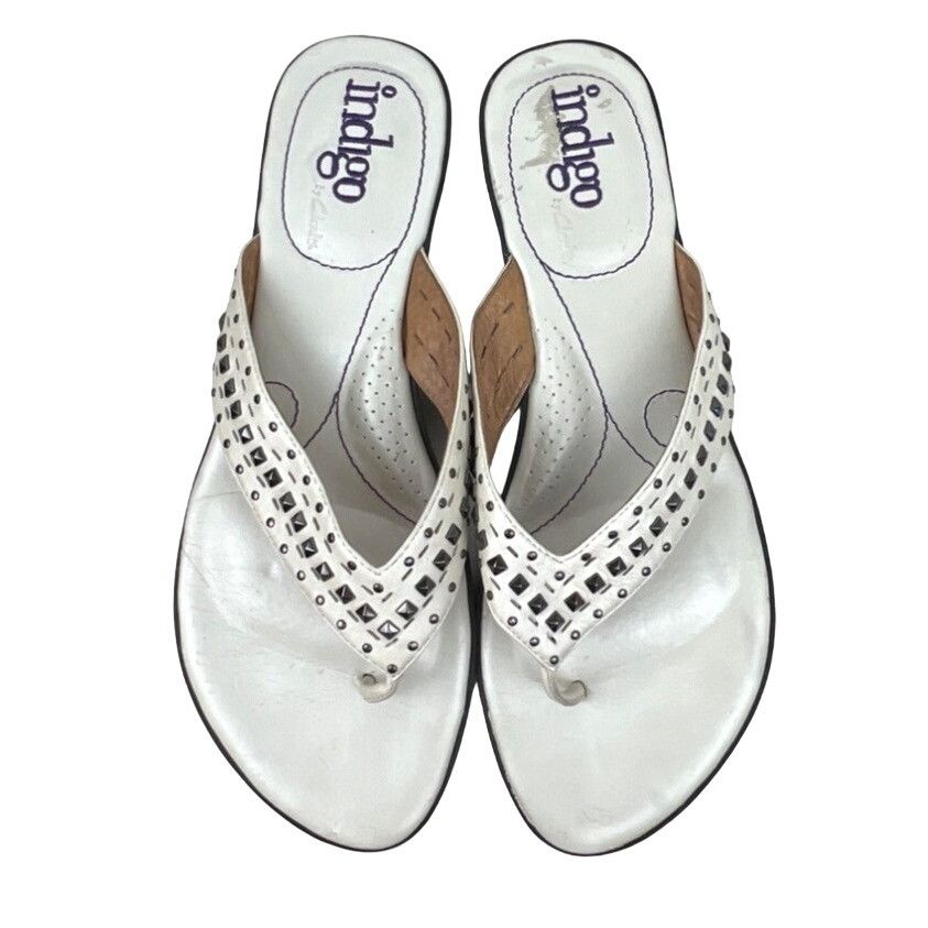 Clarks Indigo by Clarks Womens Leather Sandals Sz 11 Shimmery Ivory ...