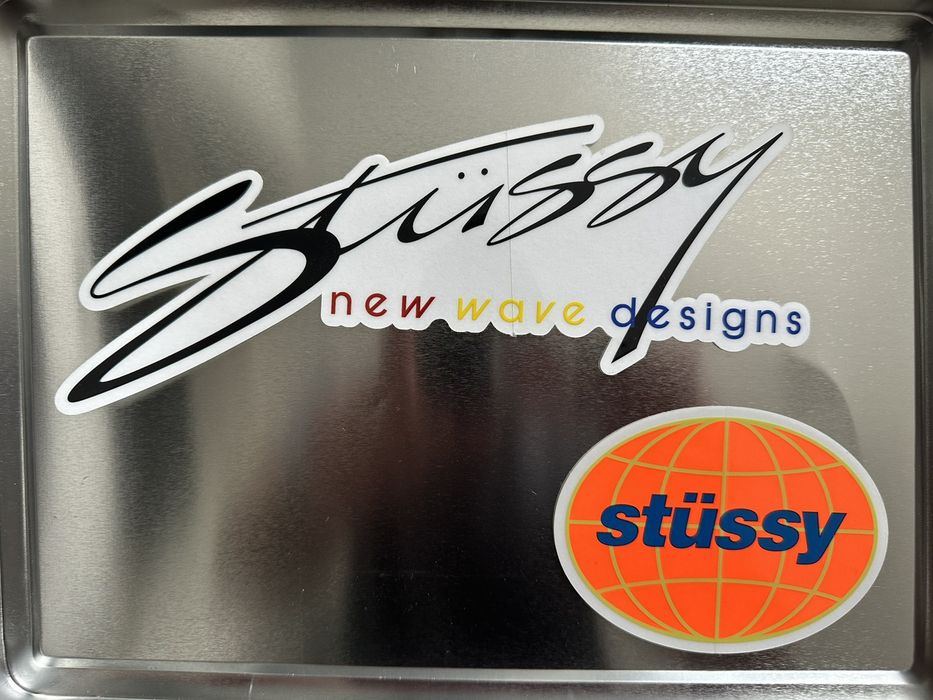 Stussy stussy globe sticker- orange | Grailed