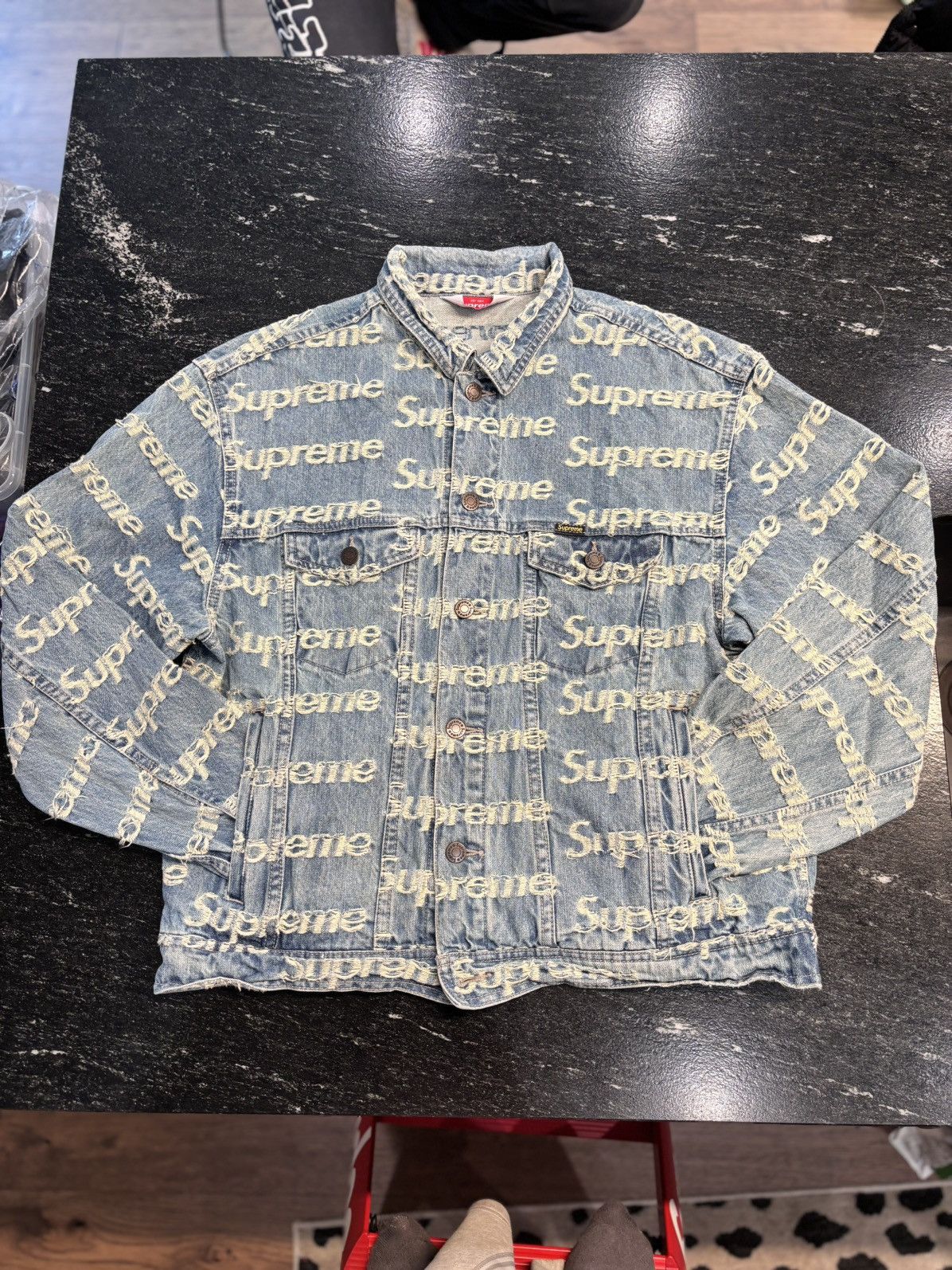 Supreme Supreme Frayed Logos Denim Trucker Jacket | Grailed