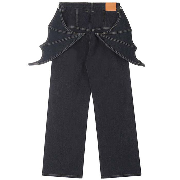 Vintage #40 Bat Wings Jeans Black Baggy Denim Loose | Grailed