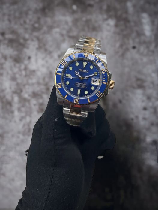 Seiko Seiko Mod Submariner Bluesy Blue Gold Steel Automatic Watch | Grailed